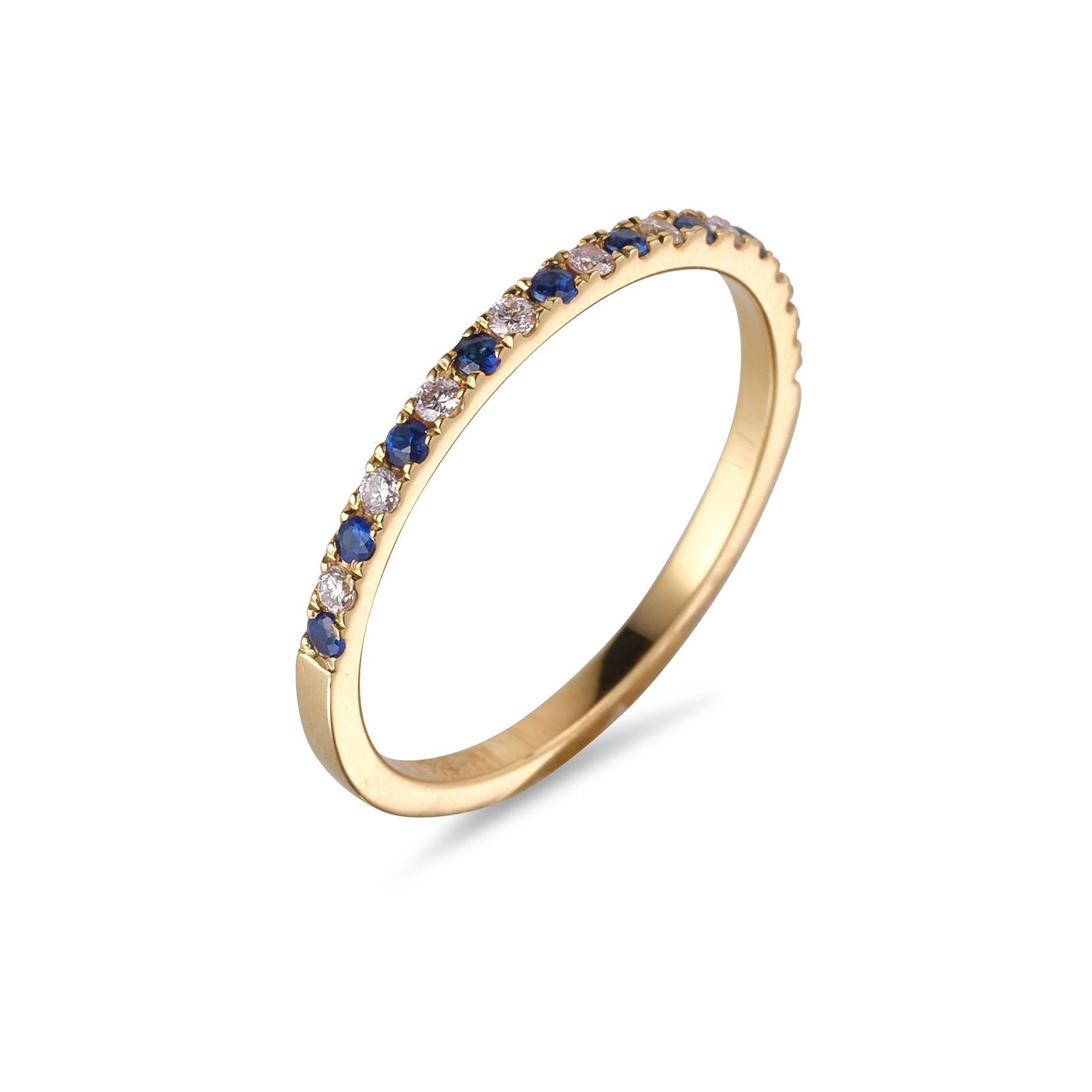 18kt Gold Sapphire & Natural Diamond Half Eternity Ring – MoMuse