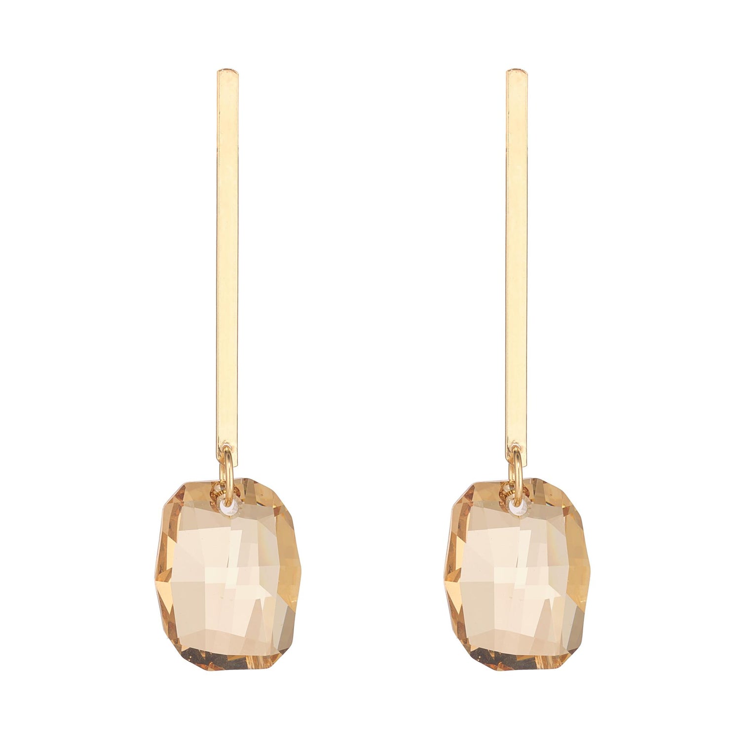 Gold Filled Flat Bar 19mm Golden Shadow Crystal Drop Earrings – MoMuse