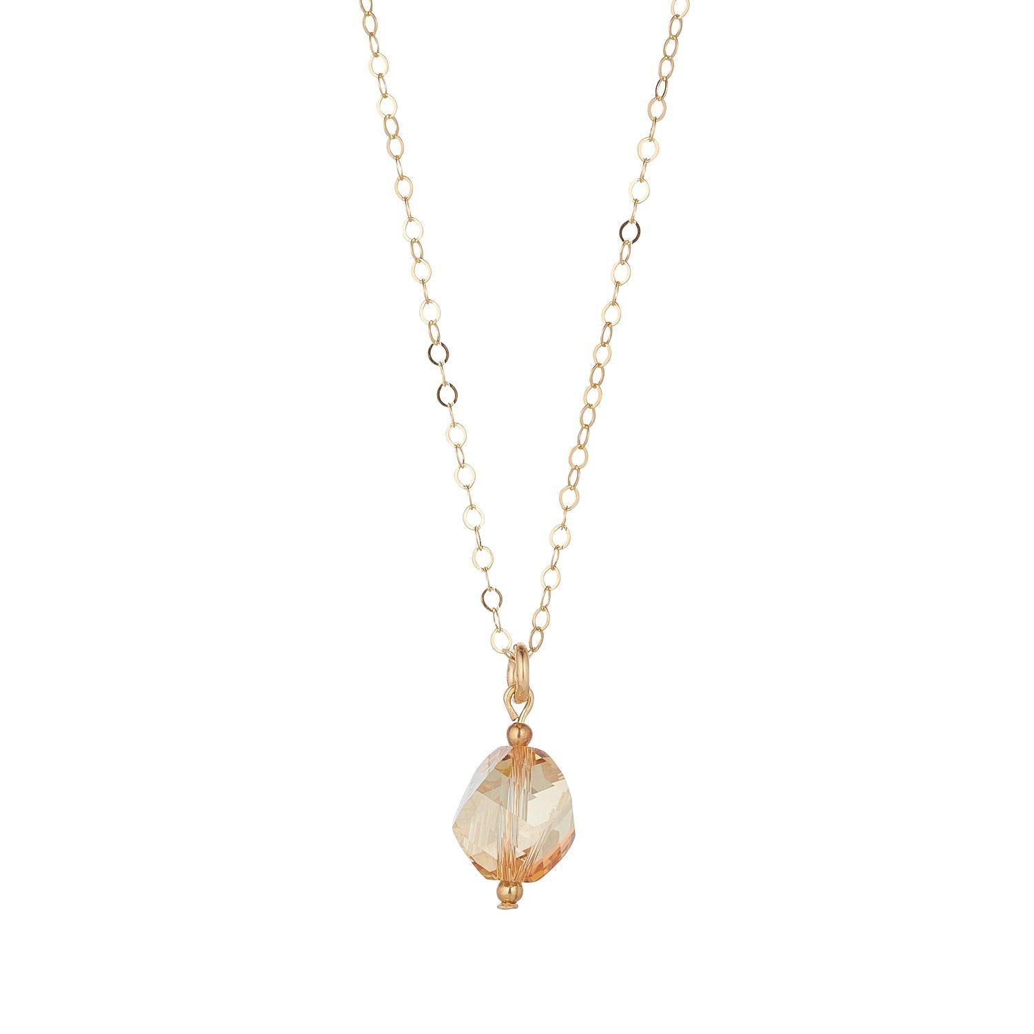 Gold Filled Golden Shadow 10mm Diamond Crystal Pendant Necklace – MoMuse